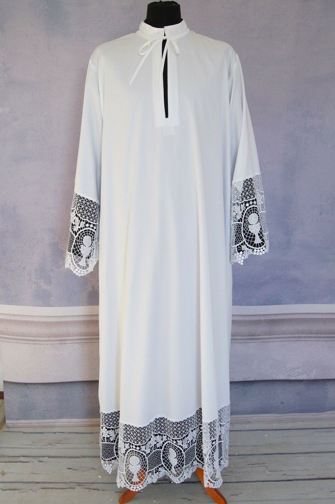 Trapeze Cut Priest Alb With a Stand-up Collarwhite Alb Albs - Etsy