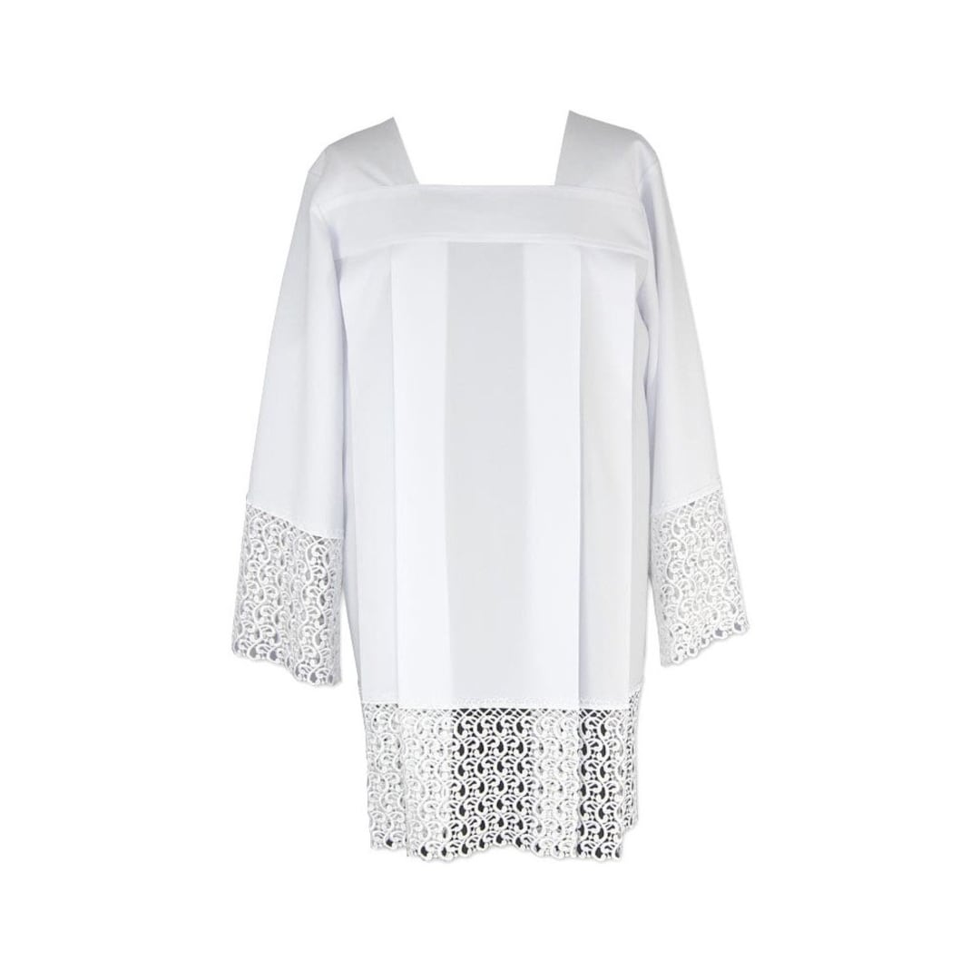 Traditional Square Neck Priest Surplice, Cotta With Pleats ,white Alb ...