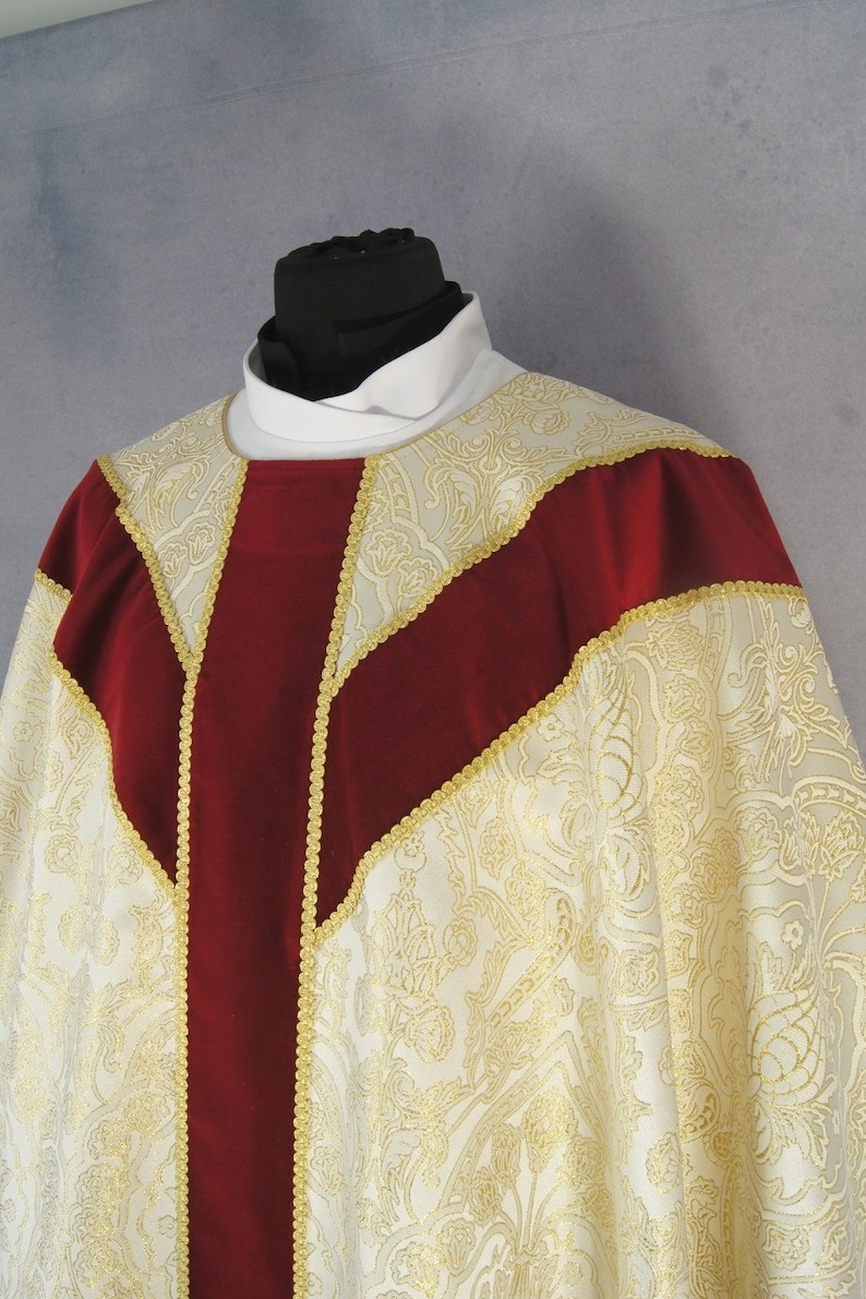 Vestment Gold - Traditional Semi Gothic Style Chasuble With a Matching ...
