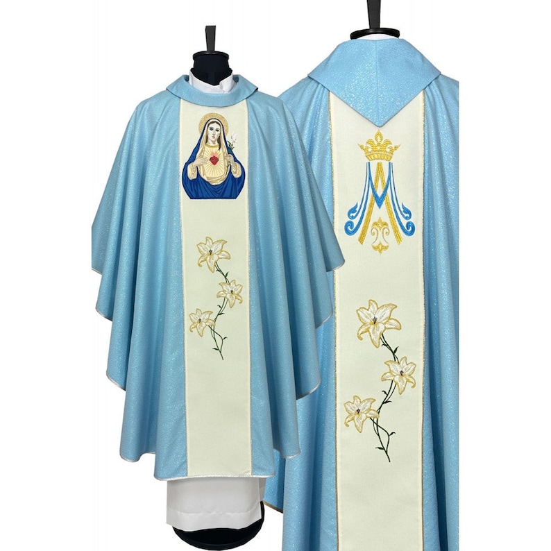 Vestments Marian Chasuble, White Chasuble, Vestments for Priest ...