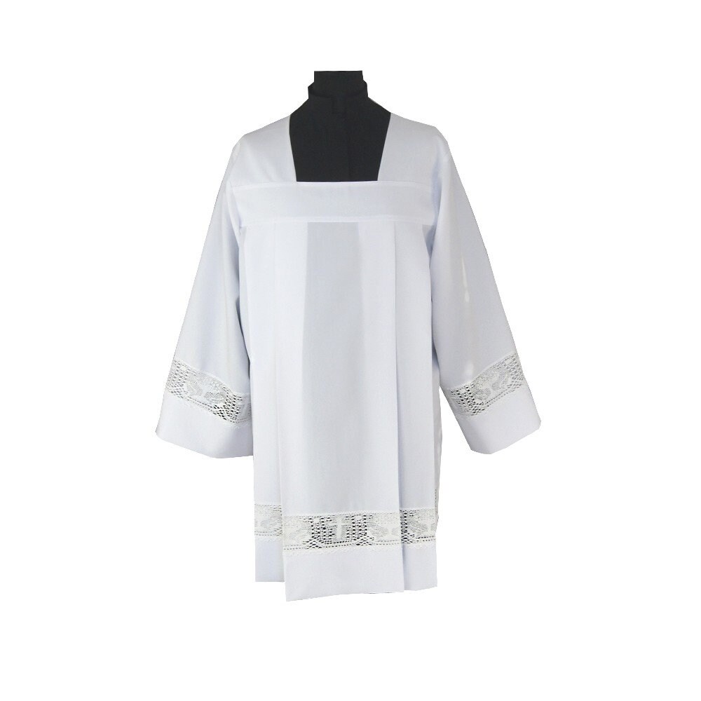 Traditional Square Neck Priest Surplice, Cotta With Pleats ,white Alb ...