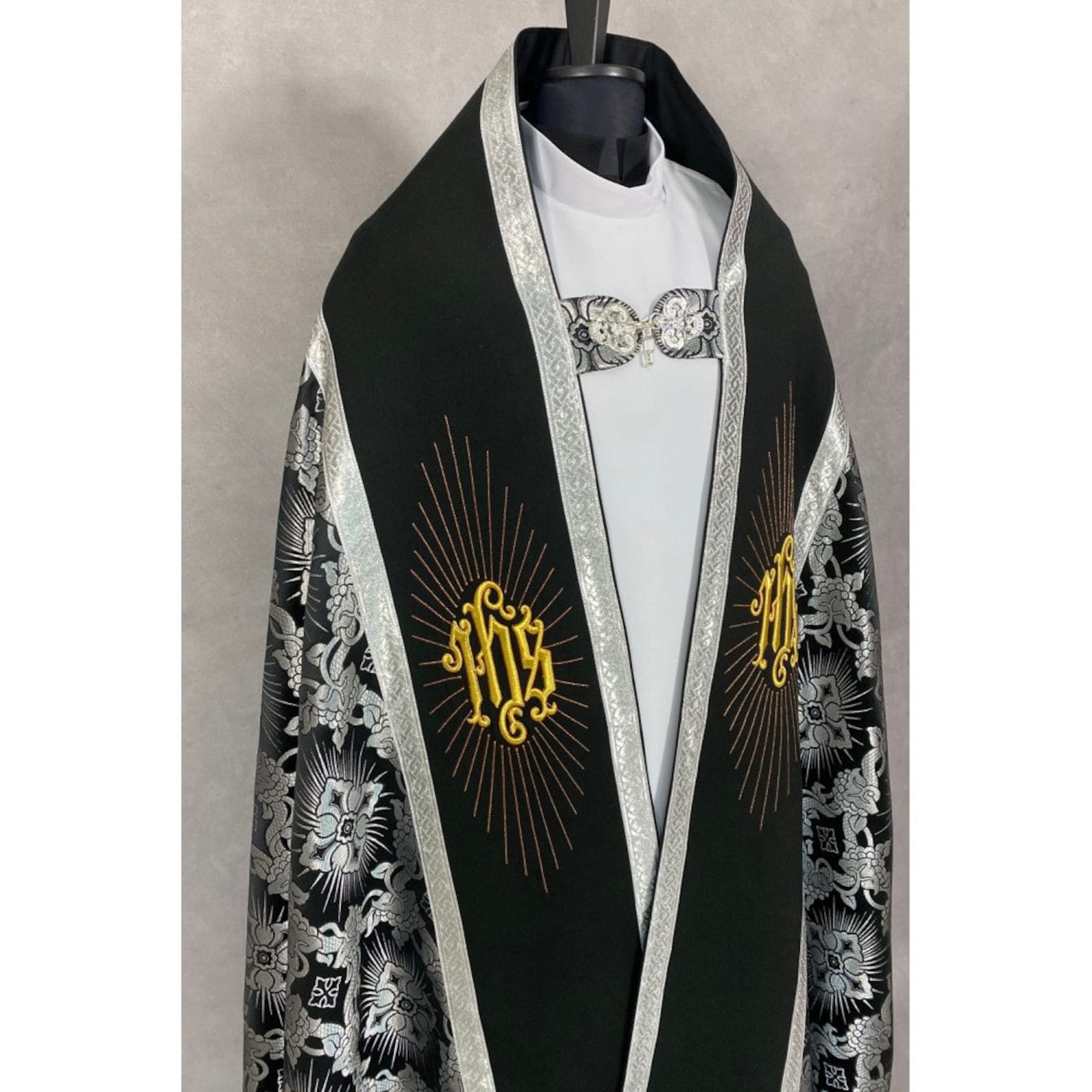 Roman Style Cope With a Stole, Black Cope Chasuble, Vestments for ...