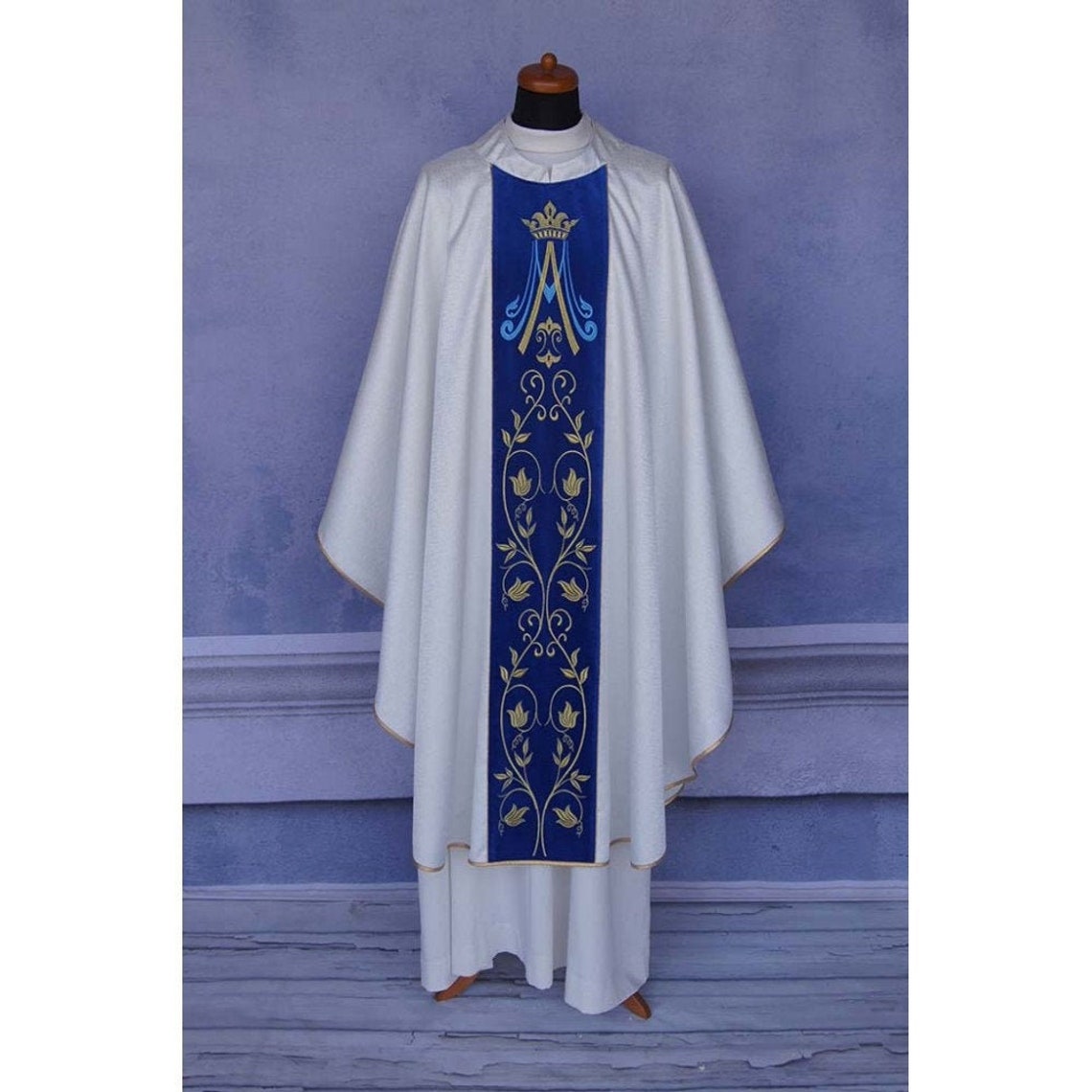 Vestments Marian Gothic Style Chasuble Blue Chasuble - Etsy