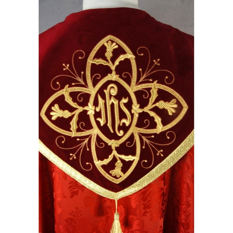 Gothic Style Cope With a Matching Stole, Red Chasuble, Vestments for ...