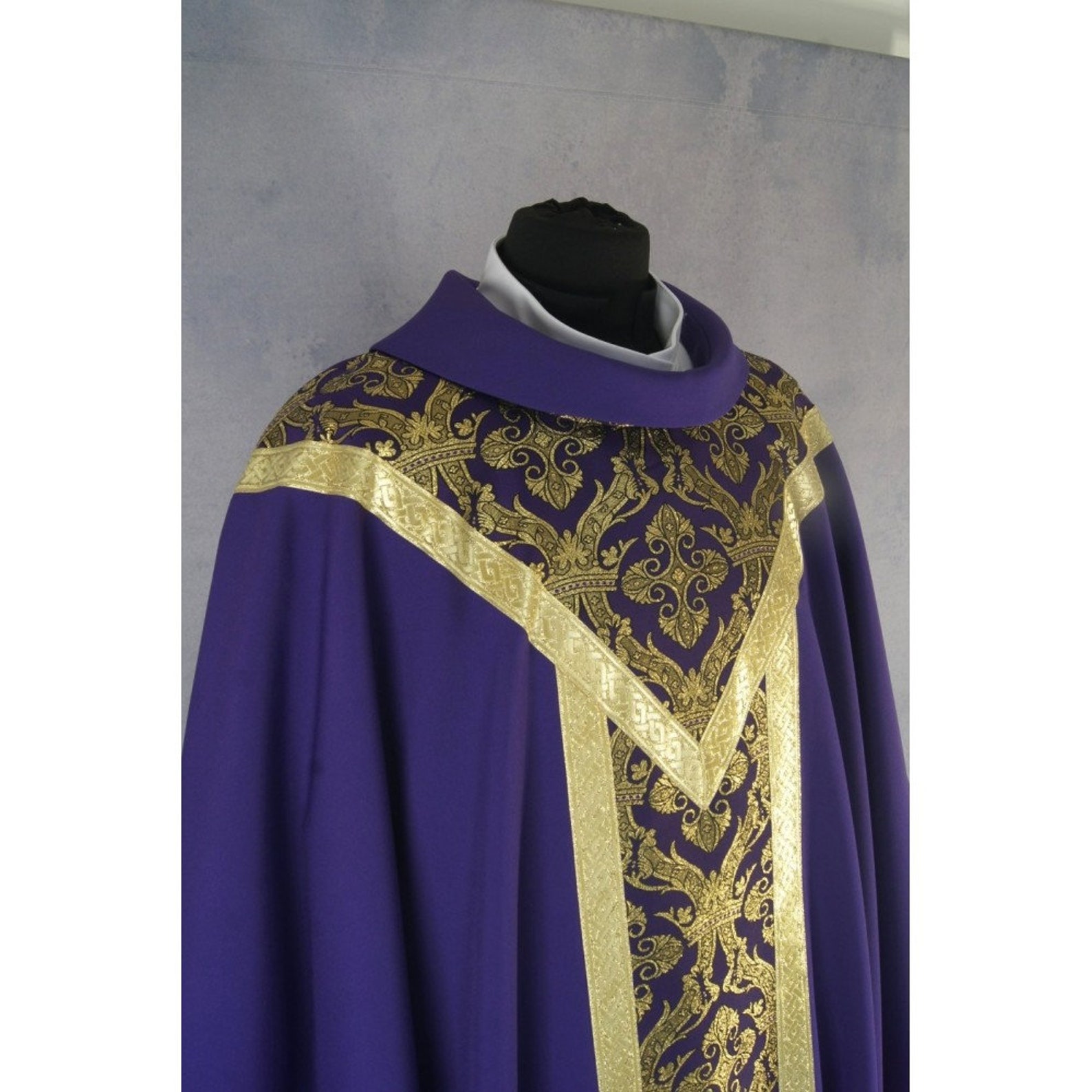 Vestment With a Cowl Neck Semi-gothic Style Chasuble, Purple Chasuble ...
