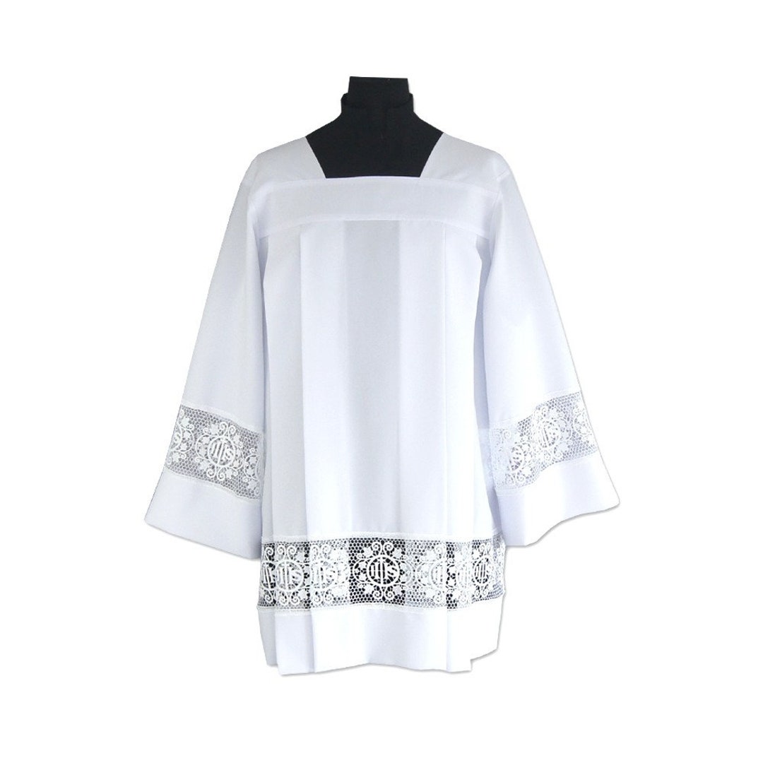 Traditional Square Neck Priest Surplice, Cotta With Pleats ,white Alb ...
