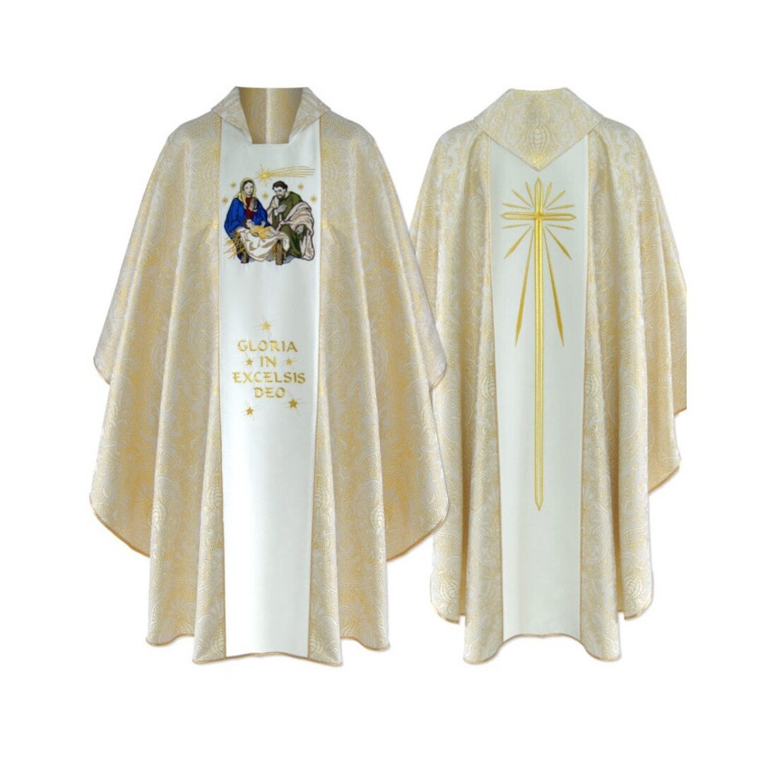 Chasuble nativity Family Priest Vestment, Gold Chasuble, Vestments for ...