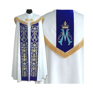 Silver Cope, Marian Style Gothic Cope With a Matching Stole, Vestments ...