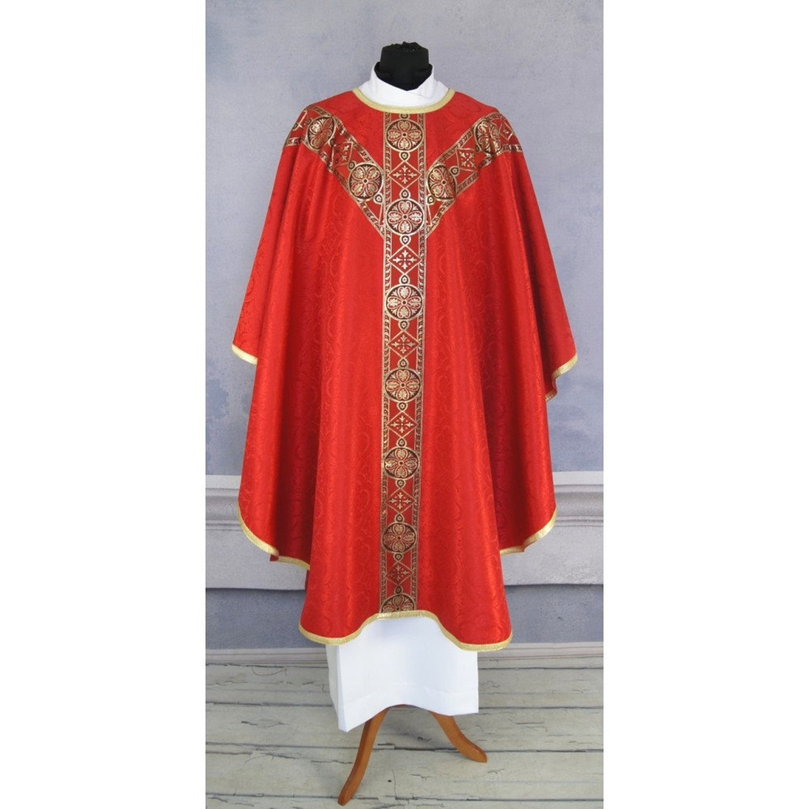 Vestment Red and All Liturgical Colors- Semi Gothic Style Chasuble With ...