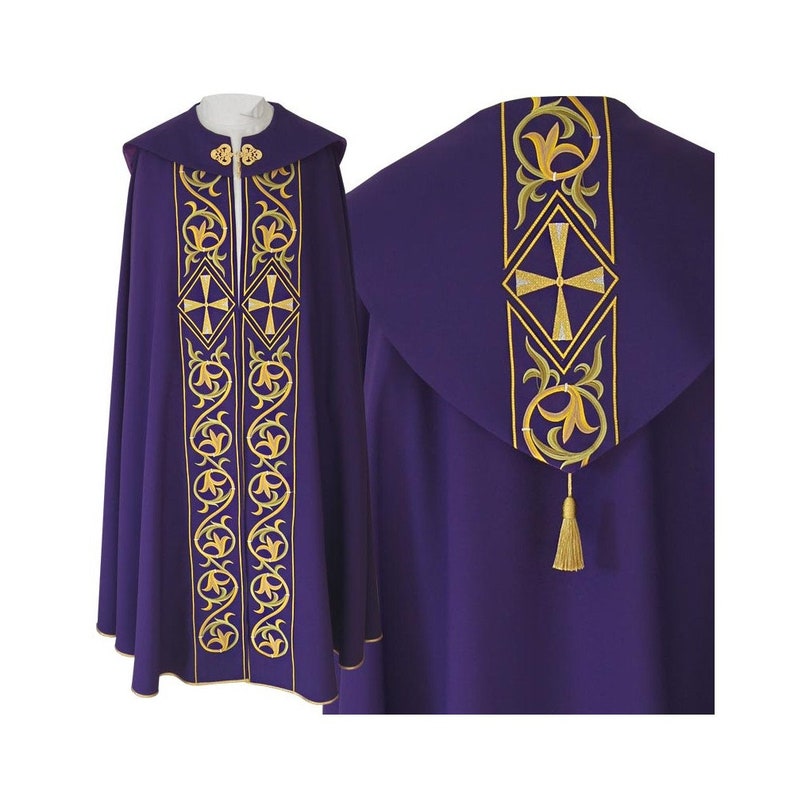 Gothic Purple Cope With Embroidered Stole, Liturgical Vestment - Etsy
