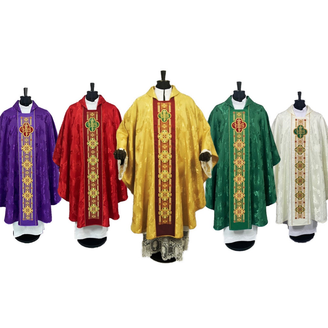 Gothic Style Chasuble With a Matching Stole, Vestments for Priest ...