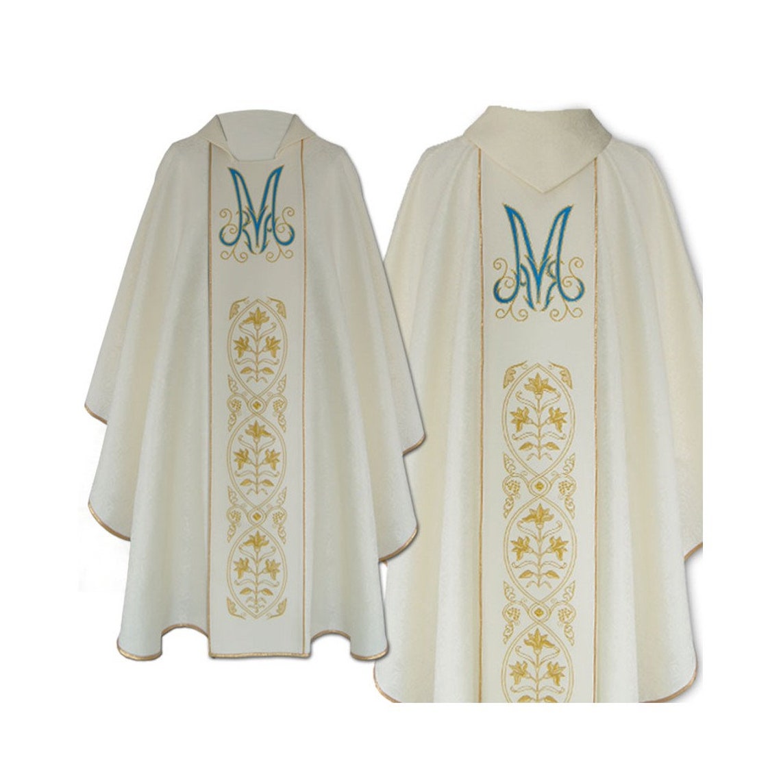 Vestments Marian - Chasuble, Blue Chasuble, Vestments for Priest ...