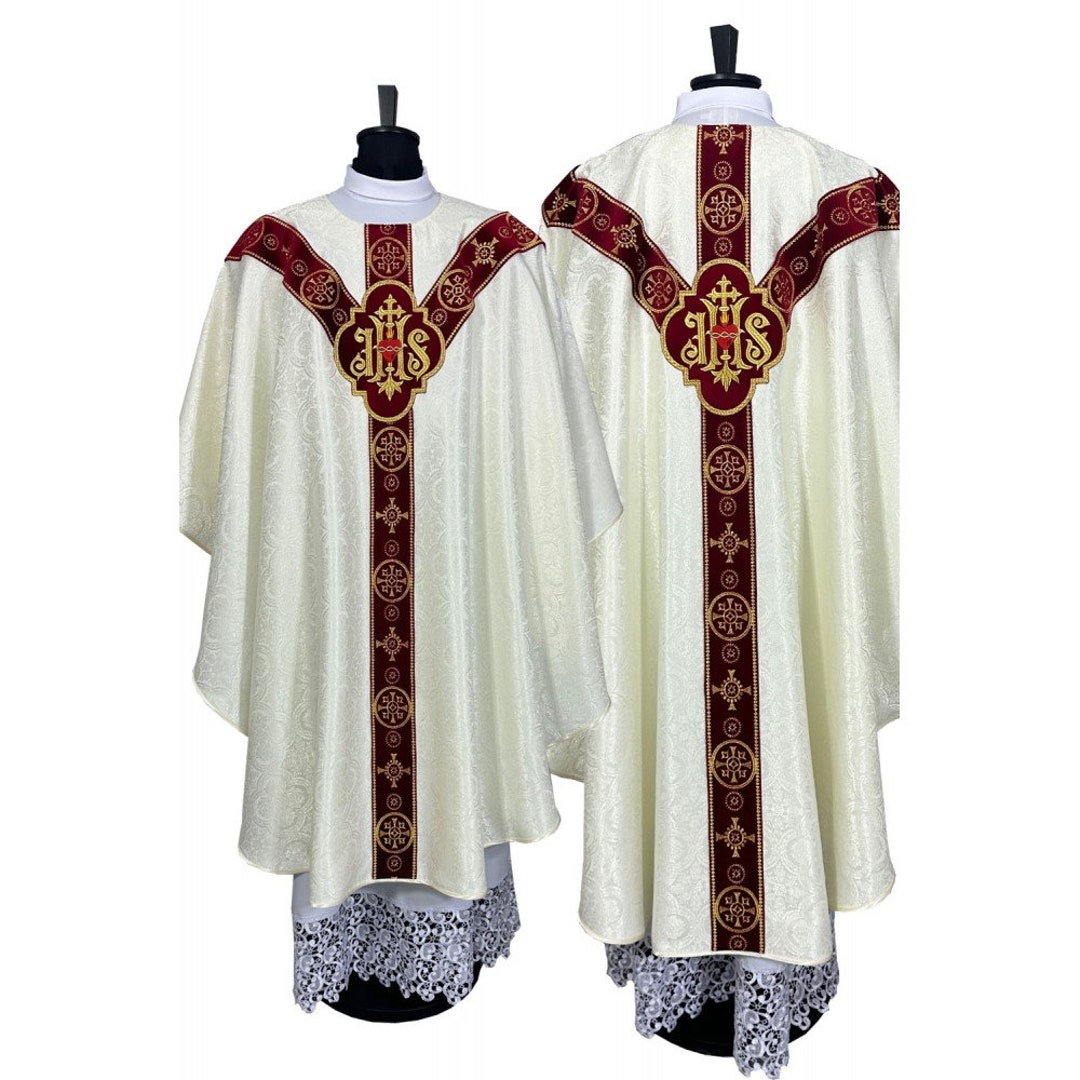 Semi-gothic Chasuble, Gold Chasuble, Vestments for Priest, Catholic ...