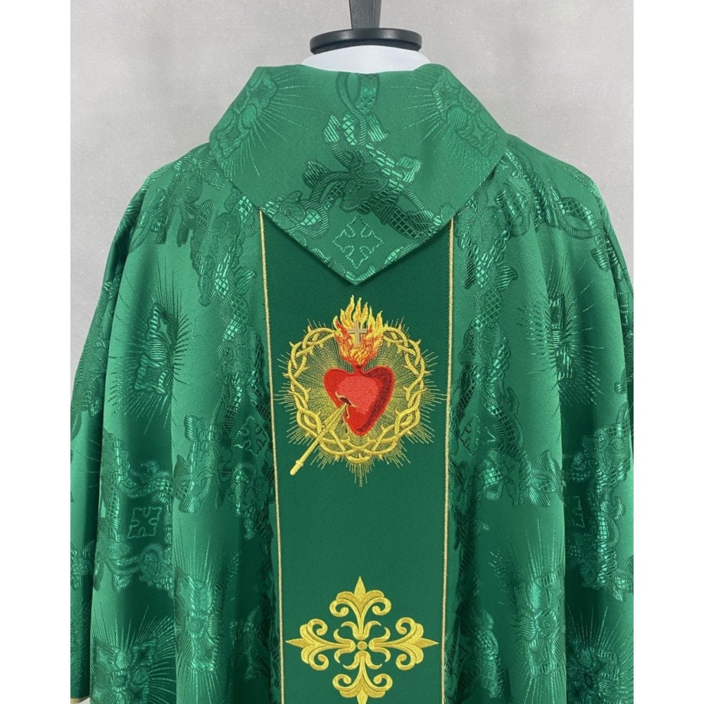 Gothic Chasuble With Stole, Sacred Heart Embroidery, Catholic Vestments ...