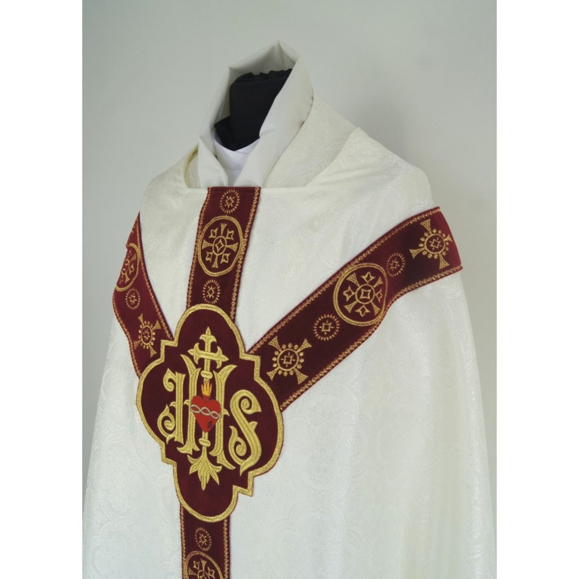 White Conical Chasuble With IHS Symbols Chasuble Vestments - Etsy Ireland