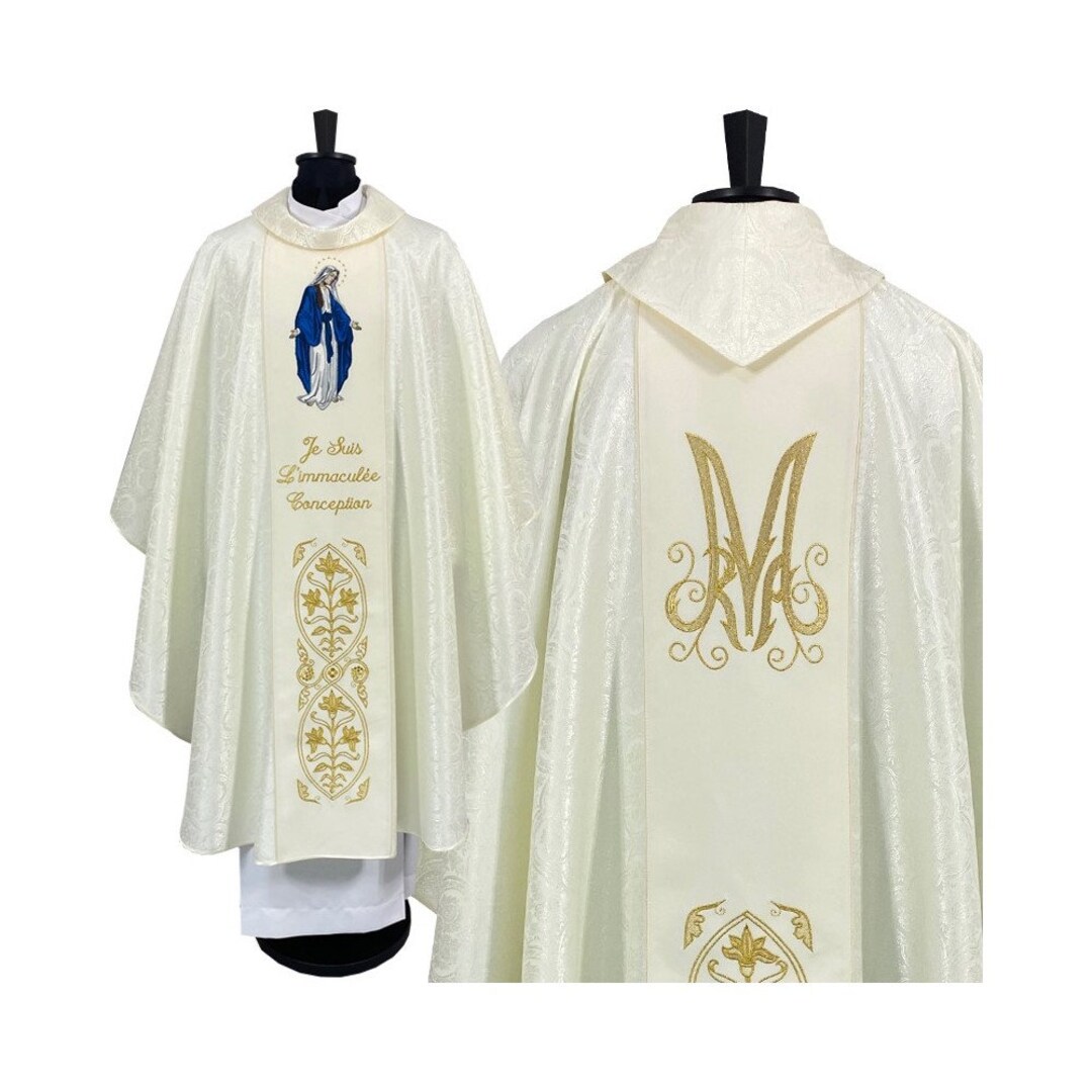 Marian Style Chasuble -chasuble, Ecry Chasuble, Vestments for Priest ...