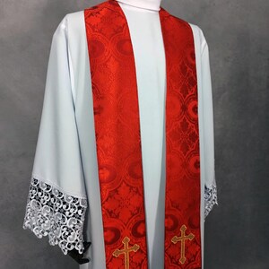 Gothic Style Cope With a Stole, Red Chasuble, Vestments for Priest ...