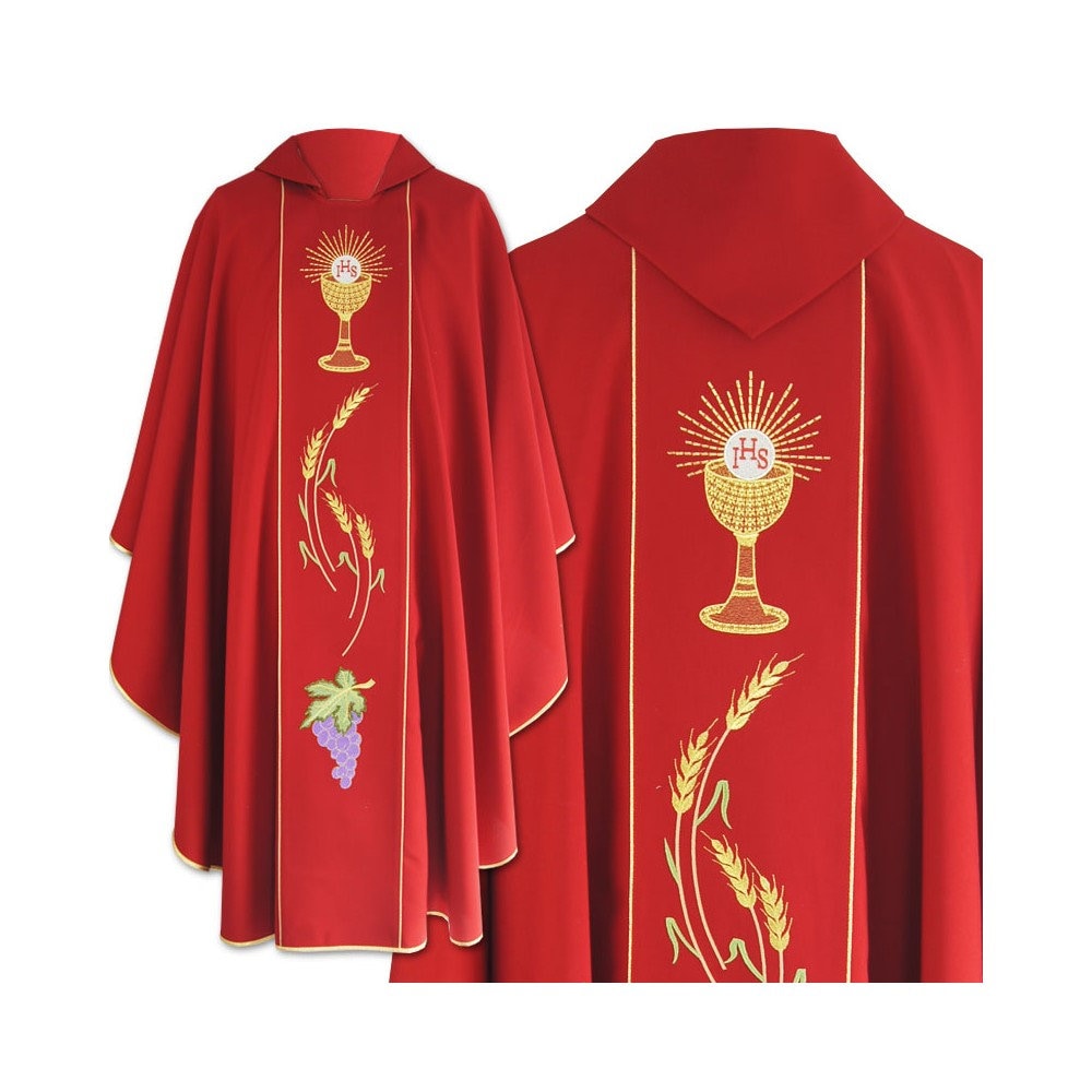 Red Gothic Chasuble With Stole, Metallic Cross Embroidery - Etsy
