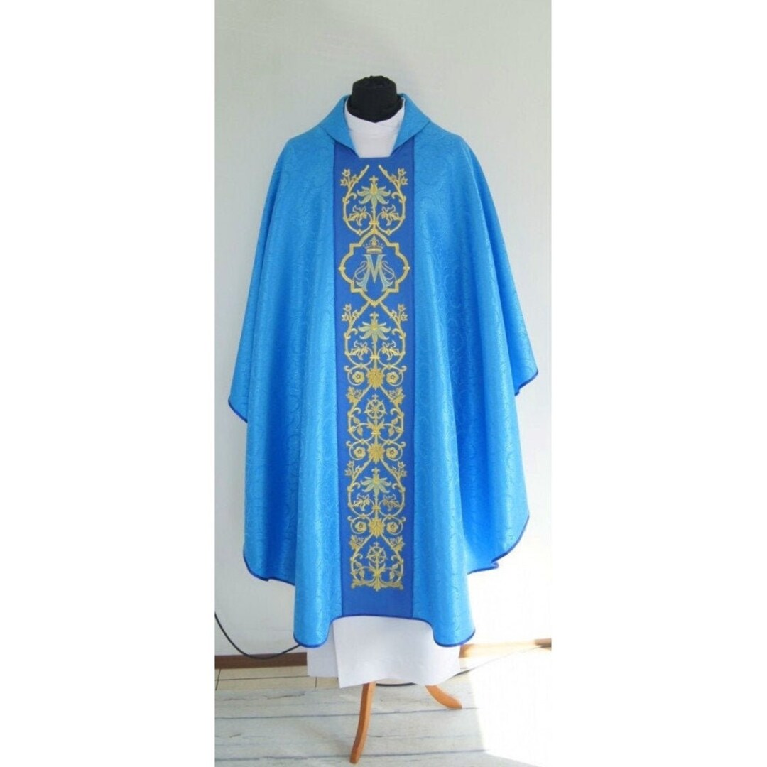 Vestment Marian Chasuble Blue Chasuble Vestments for Priest - Etsy