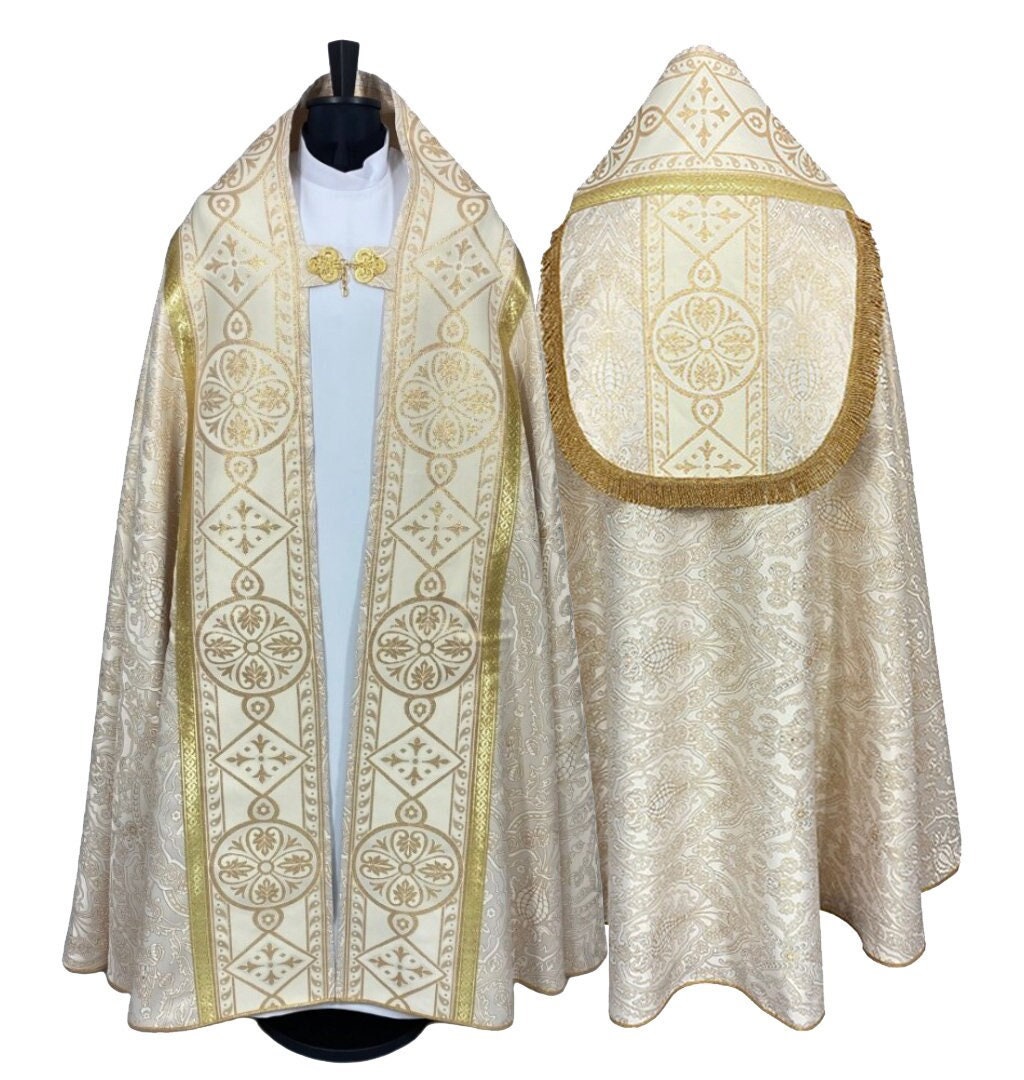 Roman Style Cope With a Stole, Gold Cope Chasuble, Vestments for Priest ...