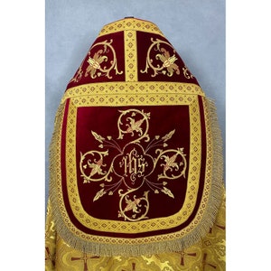 Roman Style Cope With a Stole, Gold Red Cope Chasuble, Vestments for ...