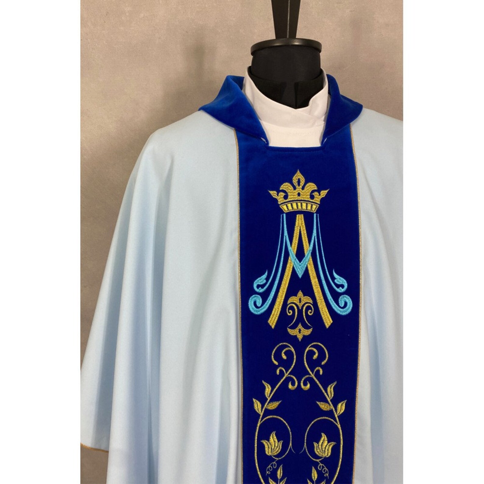 Vestments Marian Chasuble, Blue Chasuble, Vestments for Priest ...