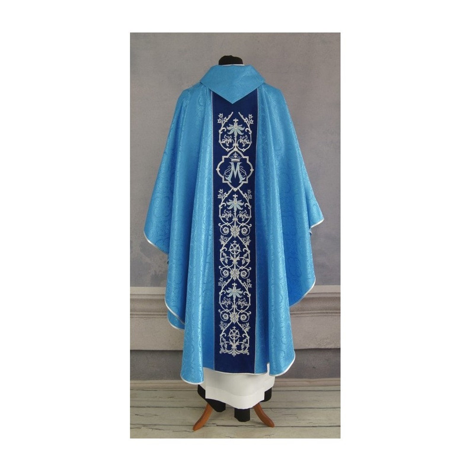 Vestment Marian Chasuble Blue Chasuble Vestments for Priest | Etsy