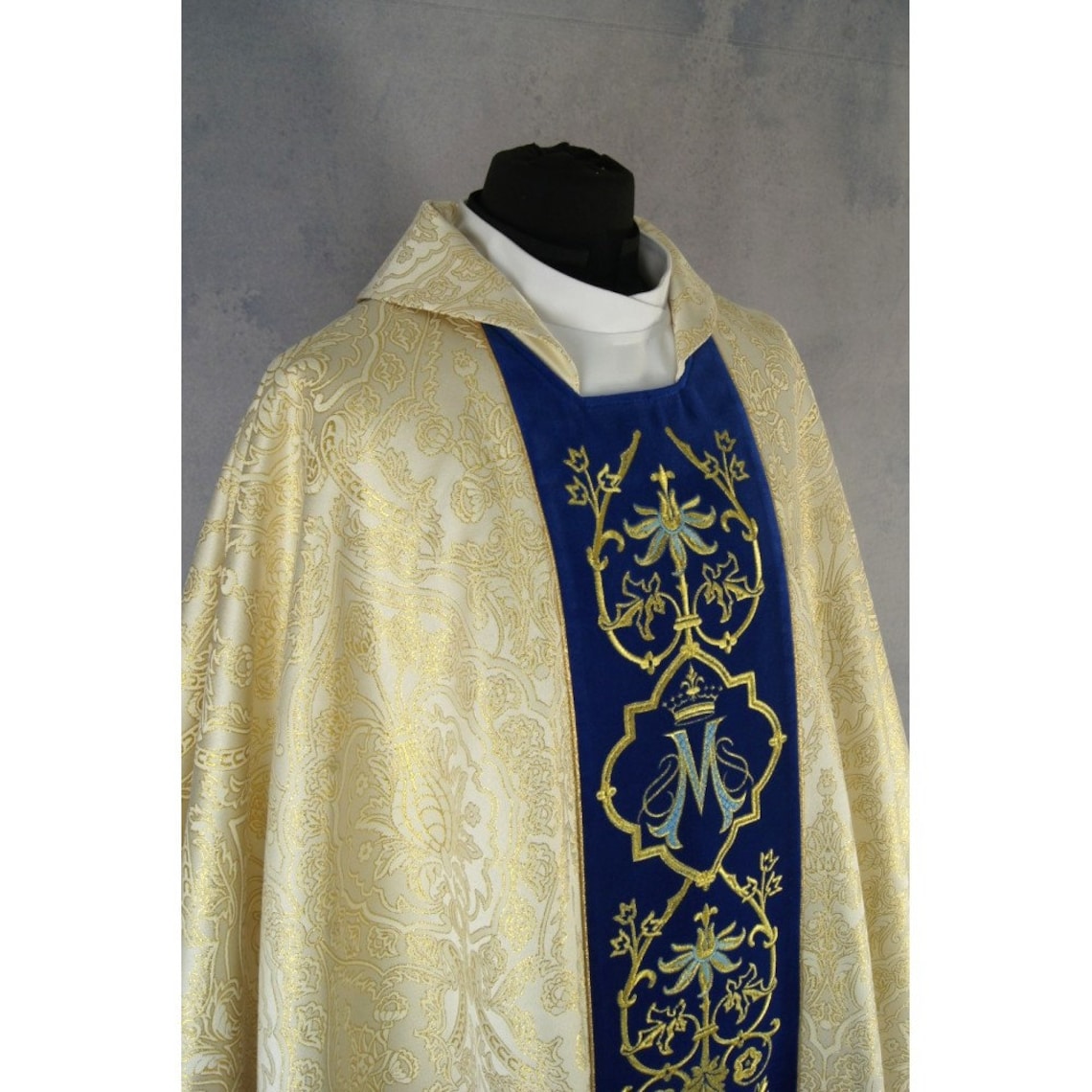 Vestment Marian Chasuble, Blue Chasuble, Vestments for Priest, Catholic ...