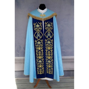Marian Style Gothic Cope With a Matching Stole, Blue Chasuble ...