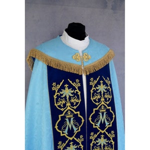 Marian Style Gothic Cope With a Matching Stole, Blue Chasuble ...