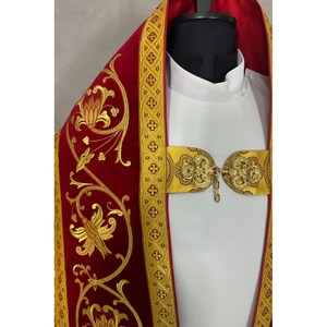 Roman Style Cope With a Stole, Gold Red Cope Chasuble, Vestments for ...
