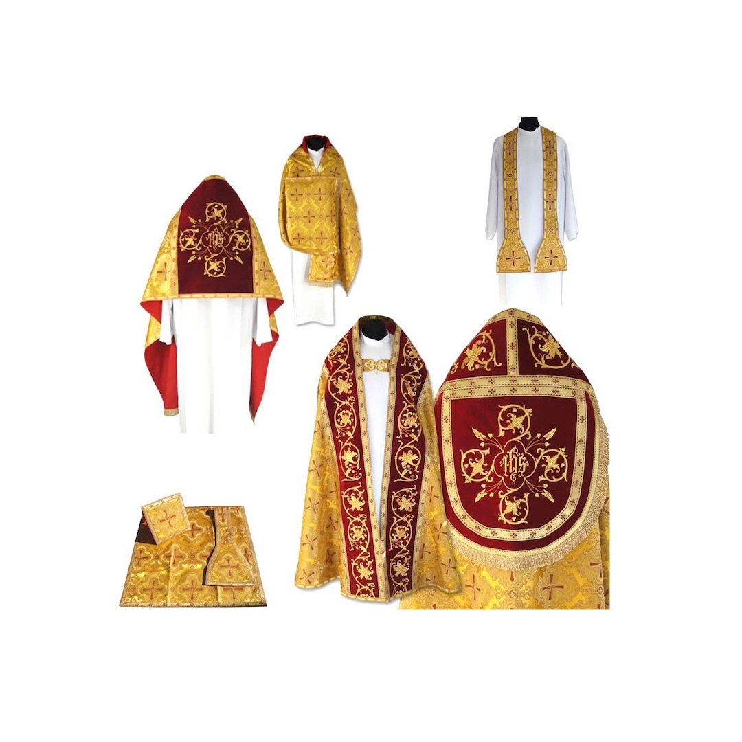 Roman Style Cope With Humeral Veil, Gold Cope Chasuble, Vestments for ...
