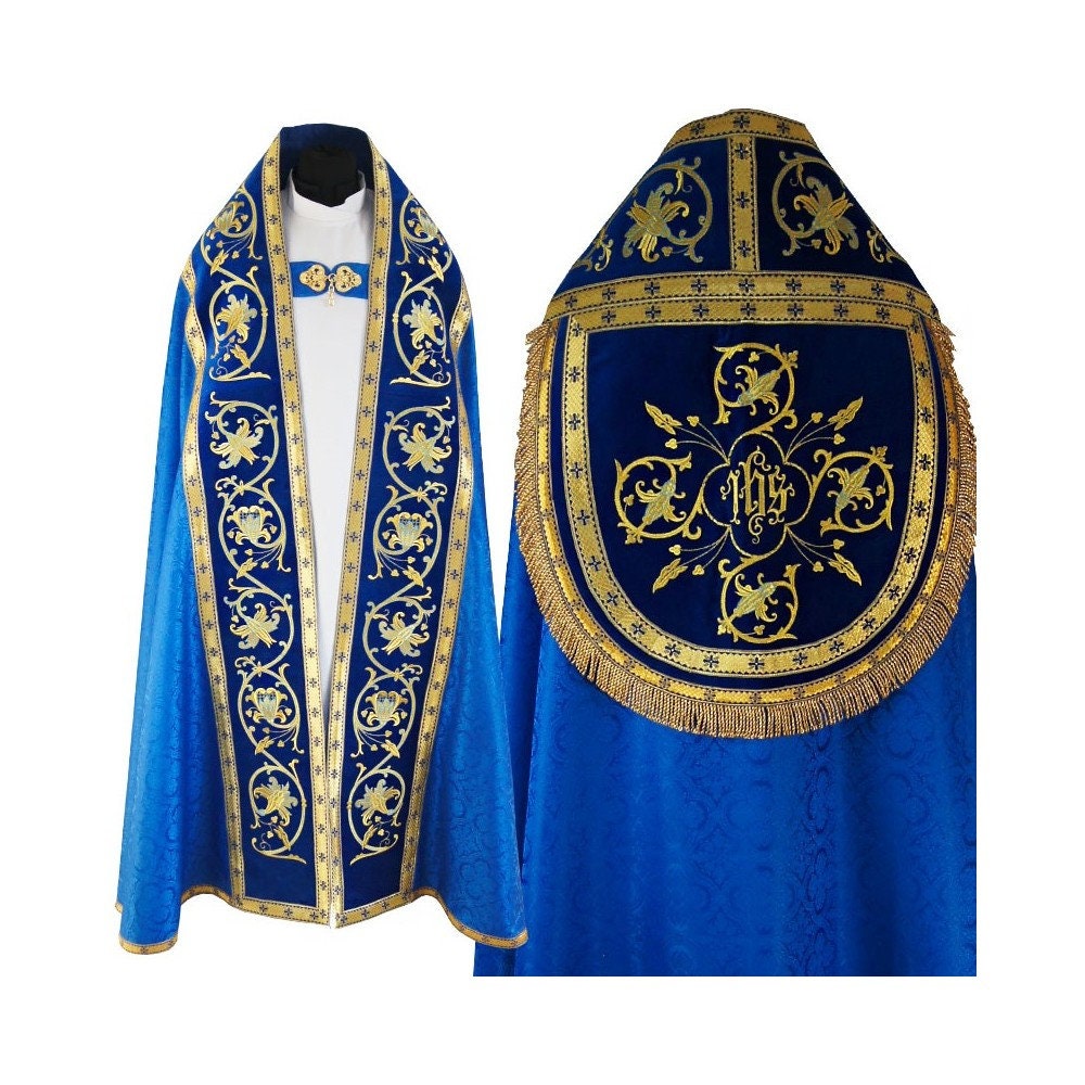 Roman Style Cope With a Stole, Black Cope Chasuble, Vestments for ...