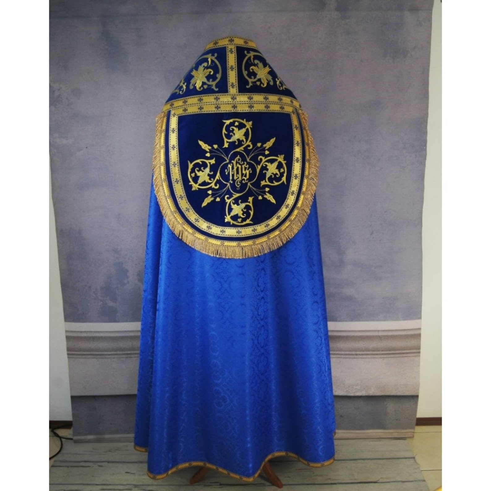 Roman Style Cope With a Stole, Black Cope Chasuble, Vestments for ...