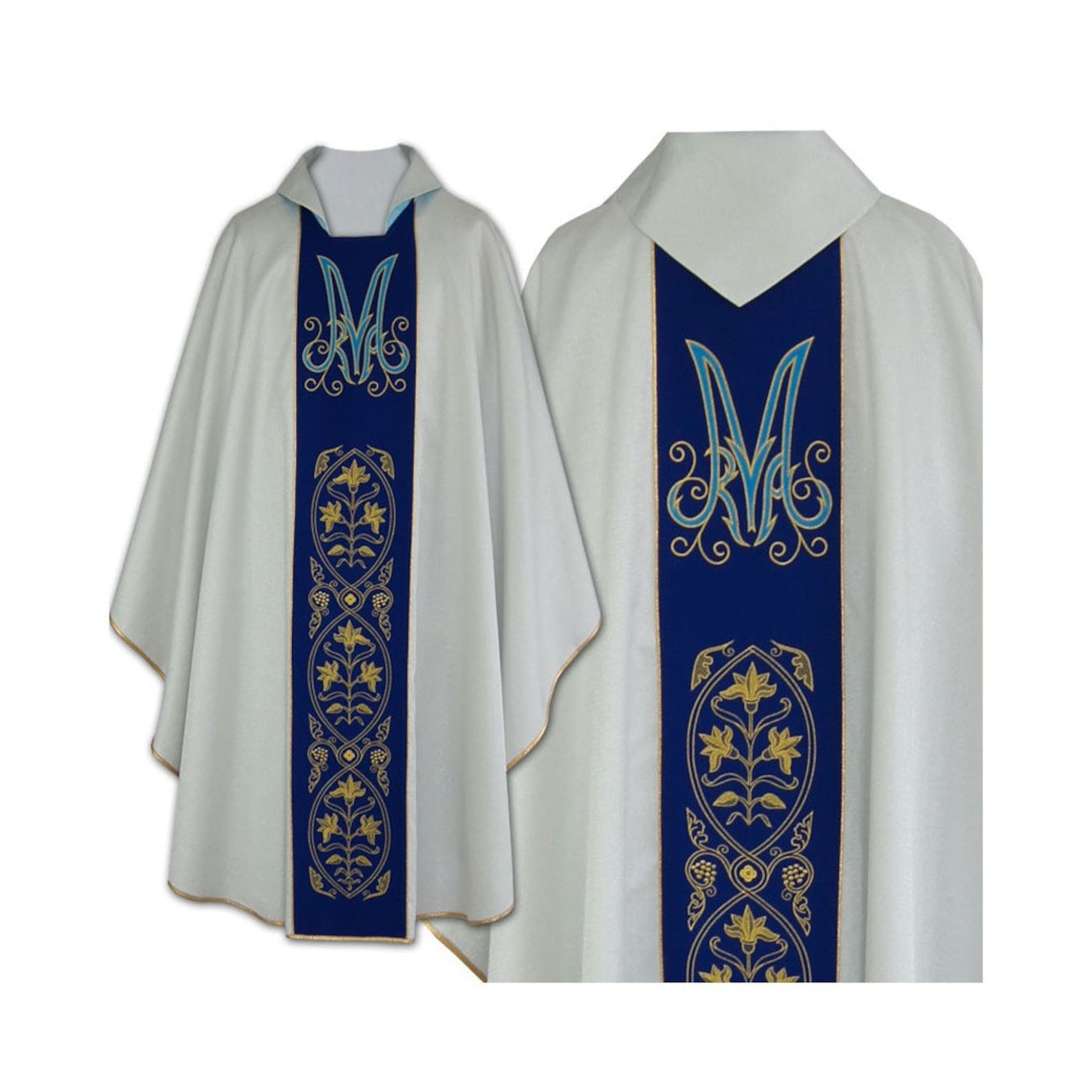 Vestments Marian - Chasuble, Blue Chasuble, Vestments for Priest ...