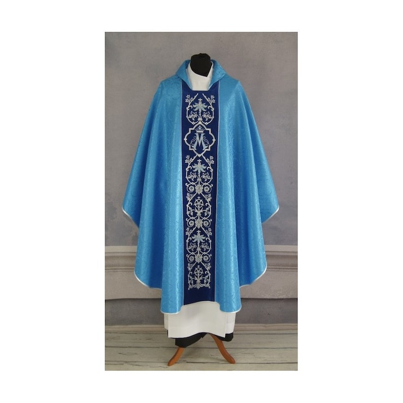 Vestment Marian Chasuble Blue Chasuble Vestments for Priest | Etsy