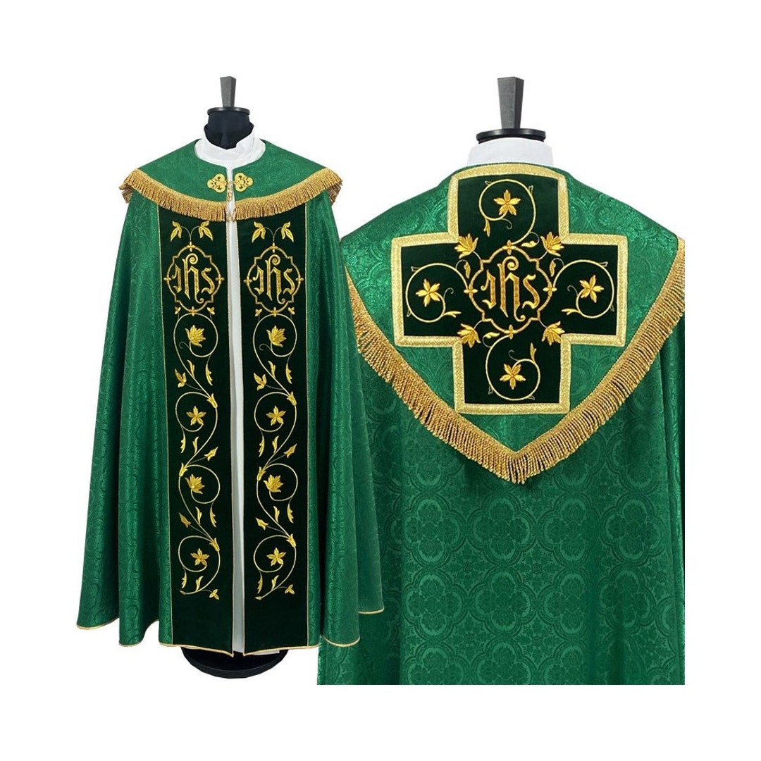 Gothic Green Style Cope With an Inner Stole and Humeral Veil, Cope ...