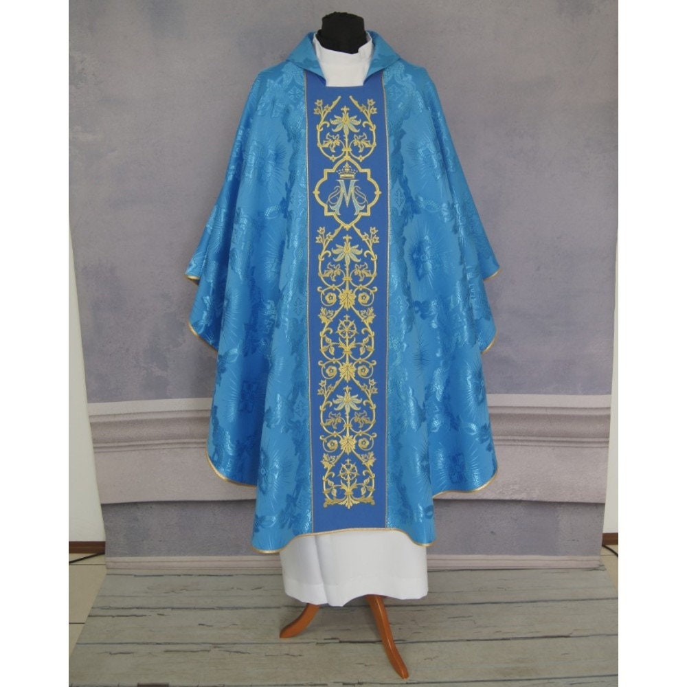 Vestments Marian Chasuble Blue Chasuble Vestments for - Etsy