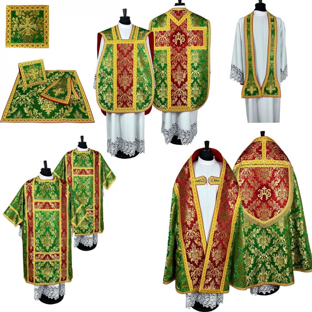 Solemn Set Chasuble With a Priest Stole- Semi Gothic Style Chasuble ...