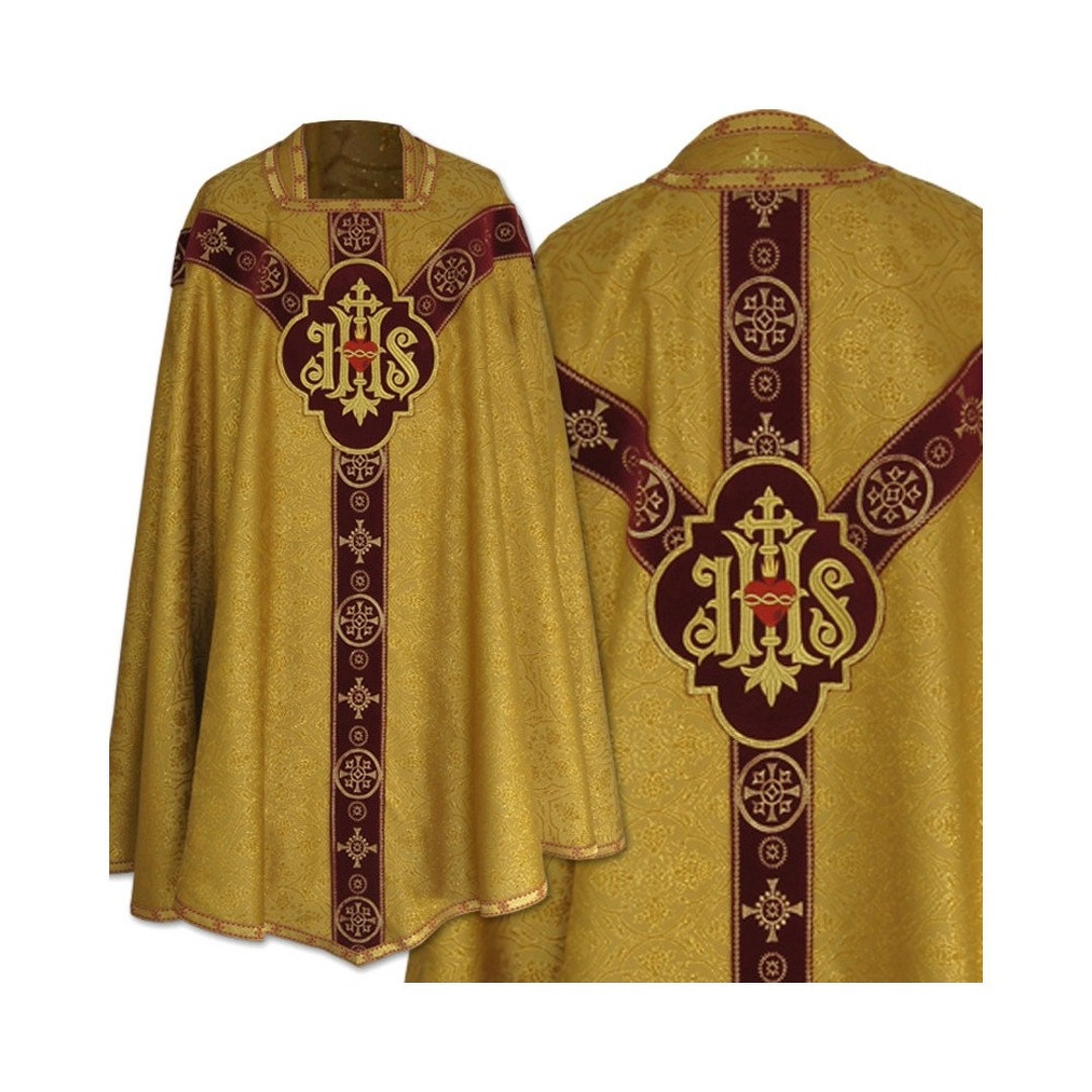 Conical Chasuble With IHS Symbols, Vestments for Priest, Catholic ...