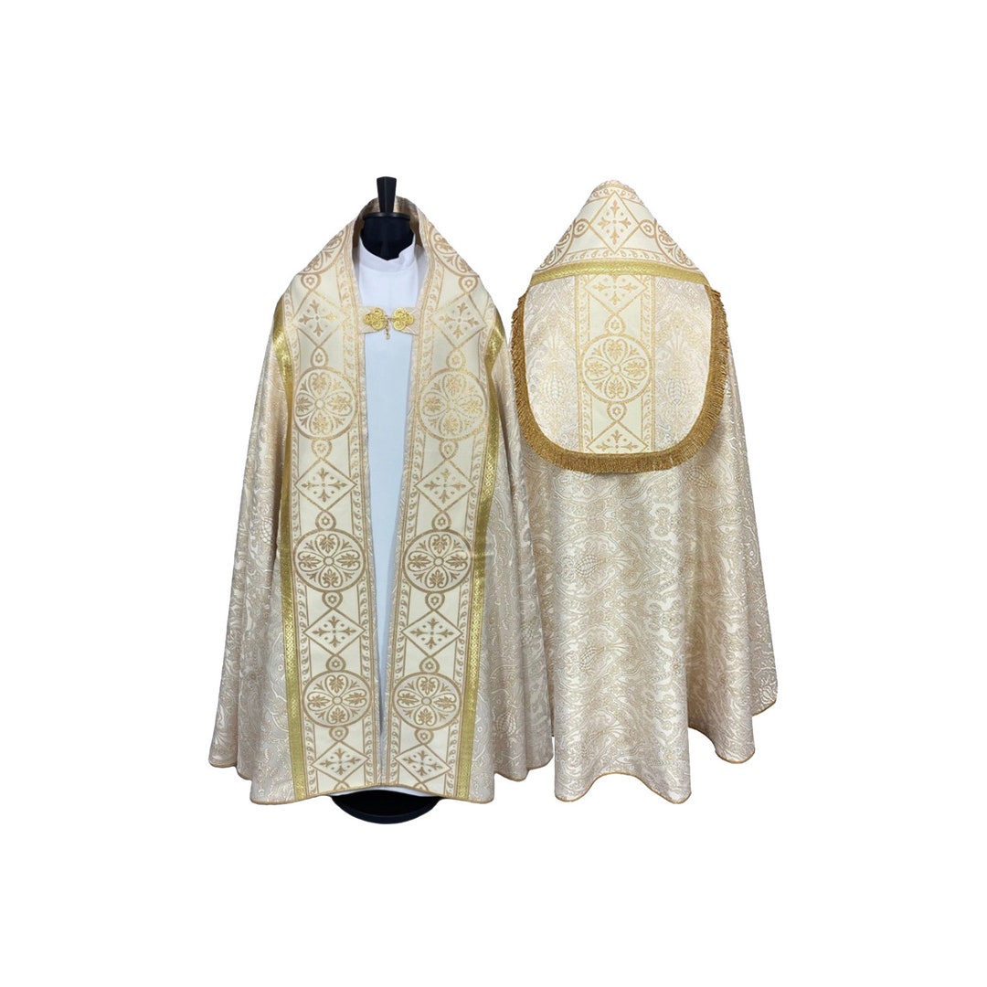 Roman Style Cope With a Stole, Gold Cope Chasuble, Vestments for Priest ...