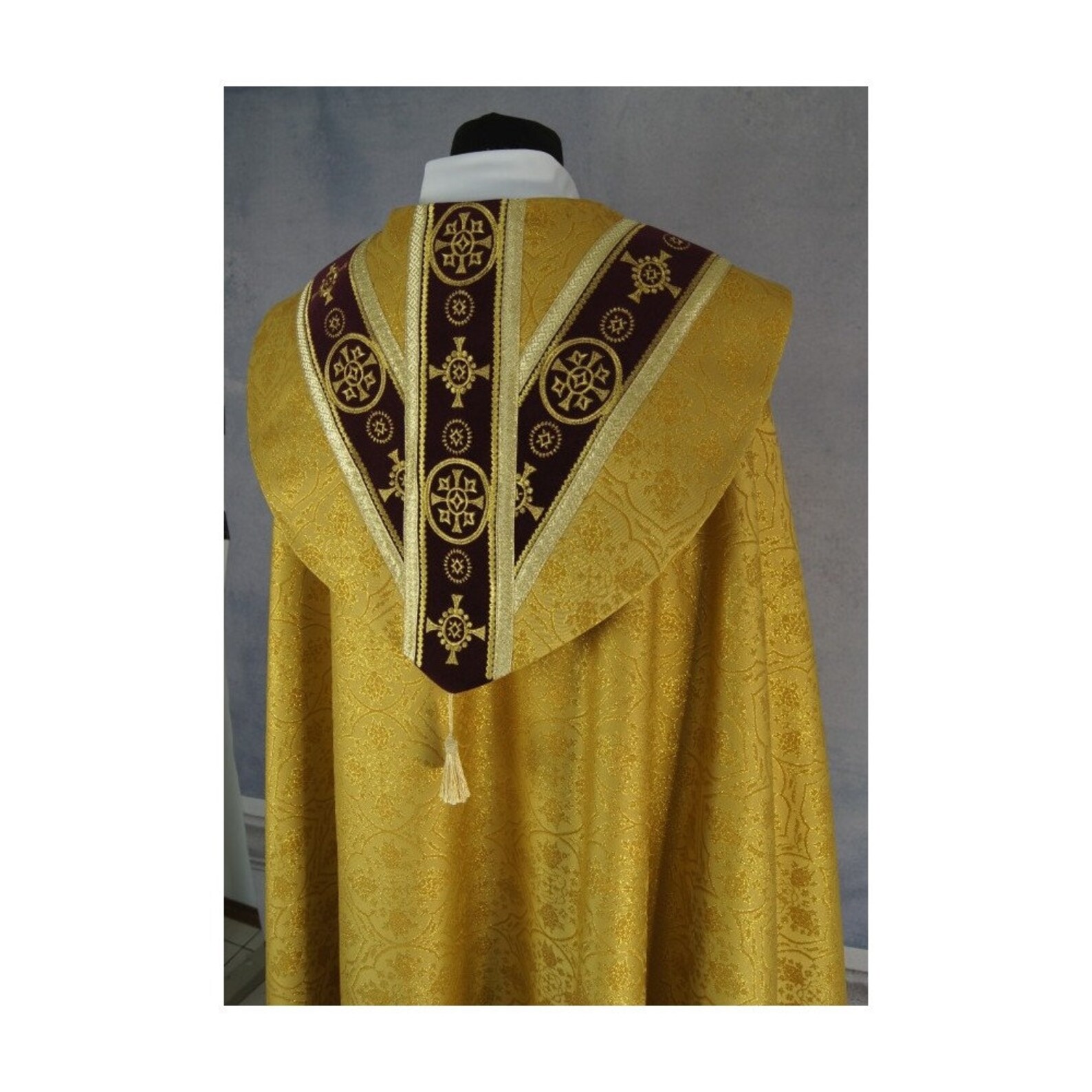Semi-gothic Style Cope With a Matching Stole, Gold Chasuble, Vestments ...