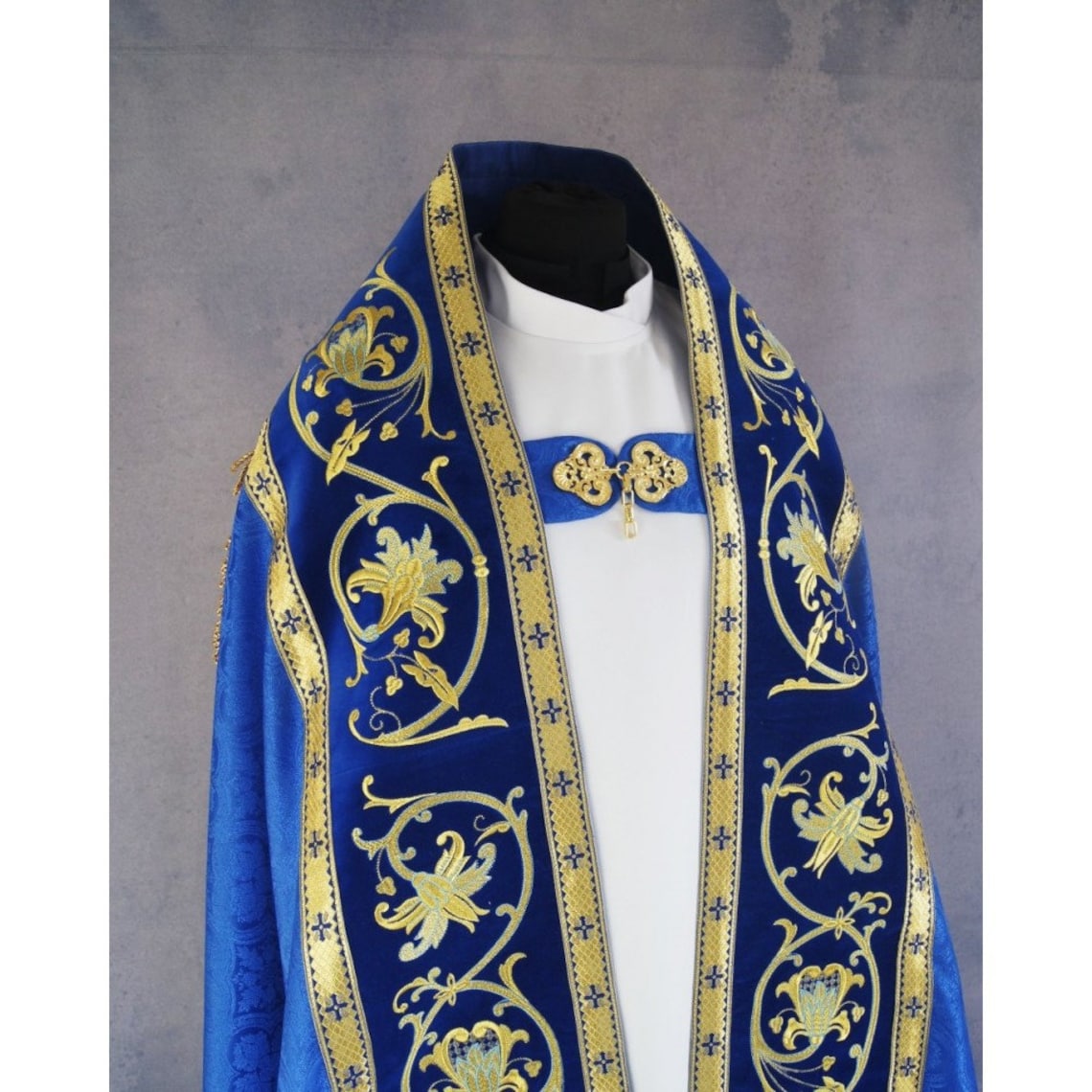 Roman Style Cope With a Stole, Black Cope Chasuble, Vestments for ...