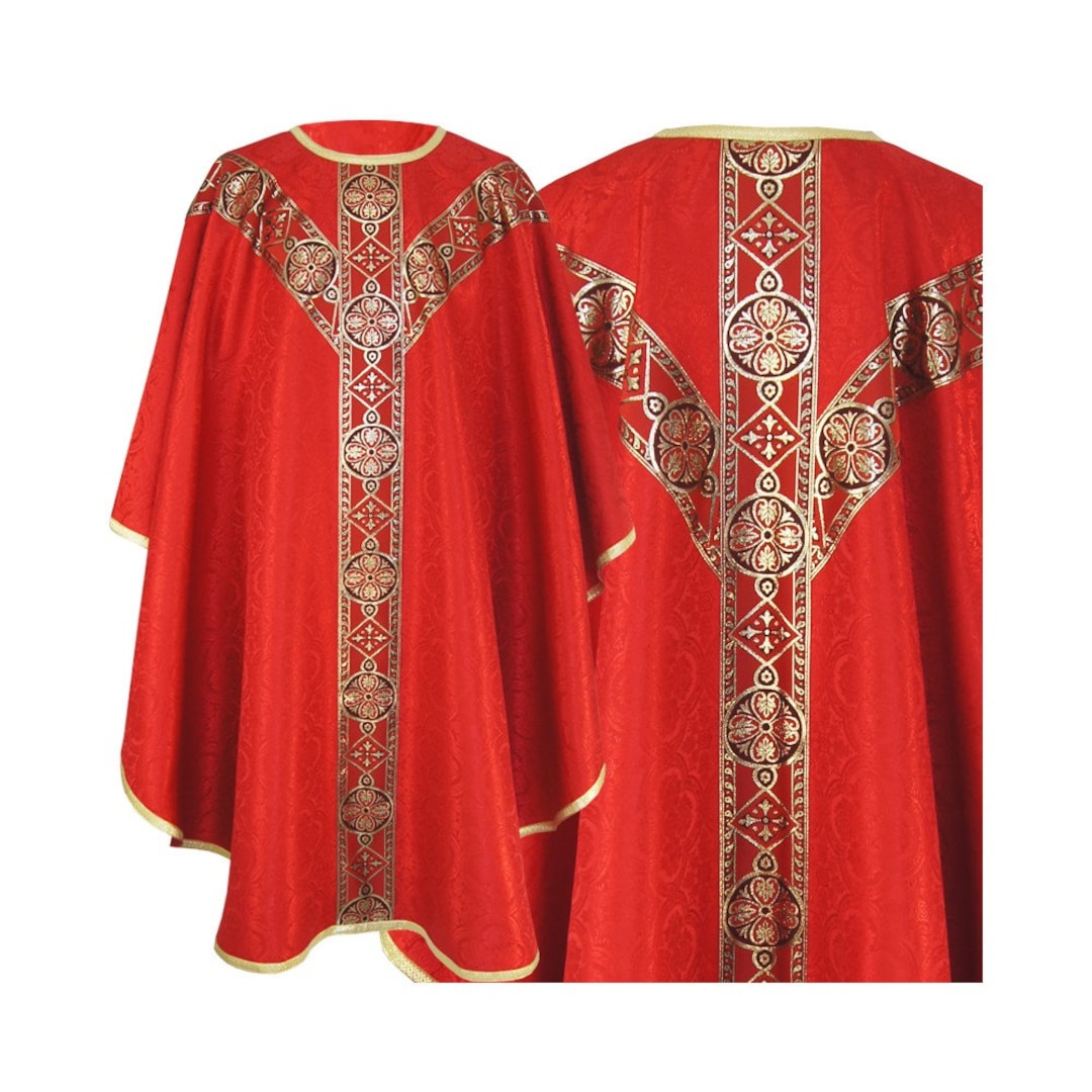 Vestment Red and All Liturgical Colors- Semi Gothic Style Chasuble With ...
