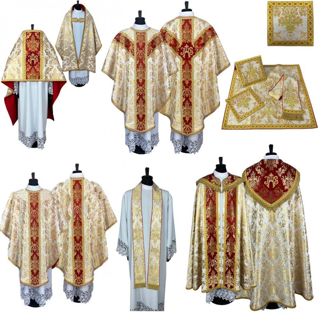 Solemn Set Chasuble With a Priest Stole- Semi Gothic Style Chasuble ...
