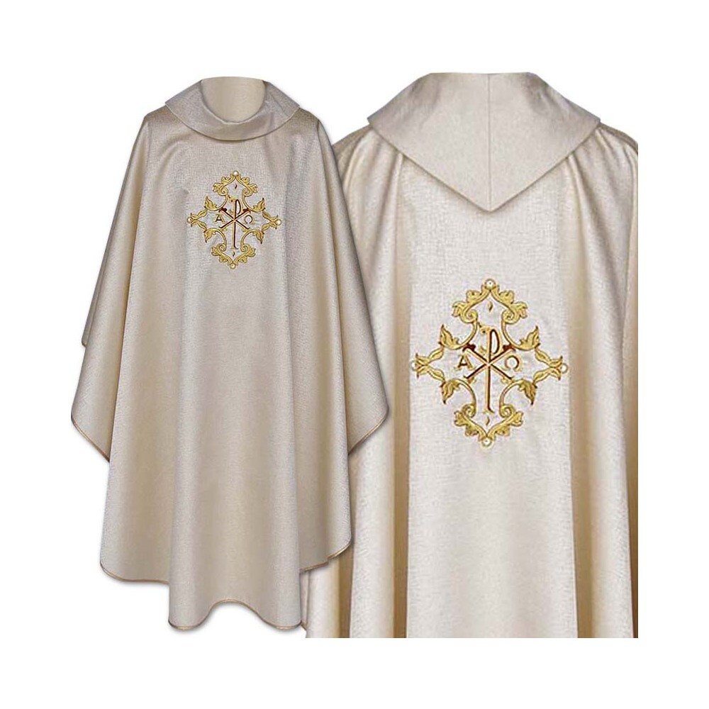 Gothic Style Chasuble Brocade Alfa-omega, Gold Chasuble, Vestments for ...