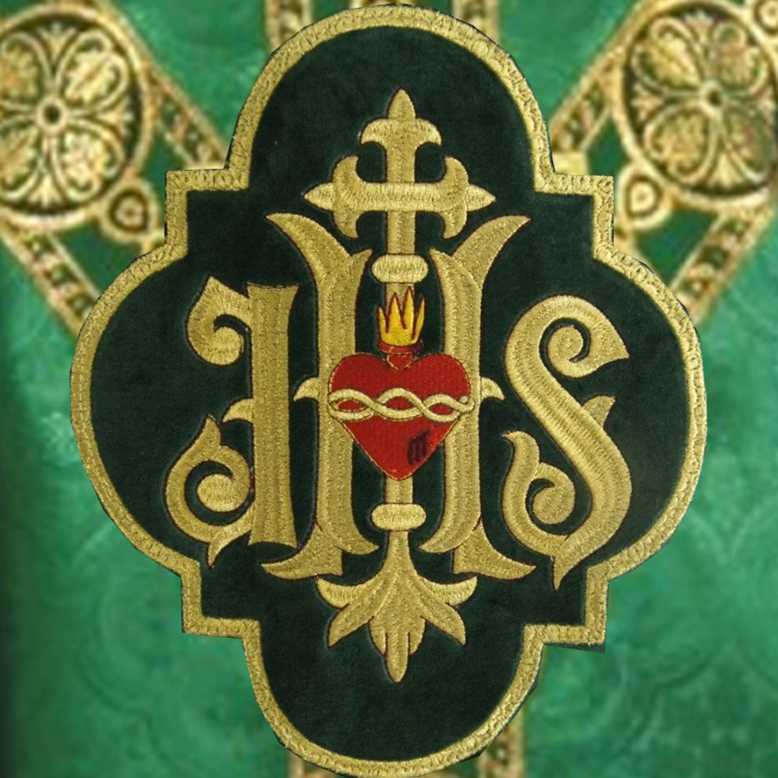 Green Conical Chasuble With IHS Symbols Vestments for Priest - Etsy