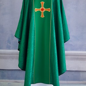 Vestment Green - Saint Cuthbert Cross Gothic Style Chasuble With a ...