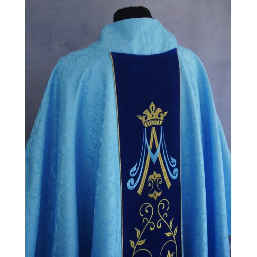 Vestments Marian Chasuble, Blue Chasuble, Vestments for Priest ...