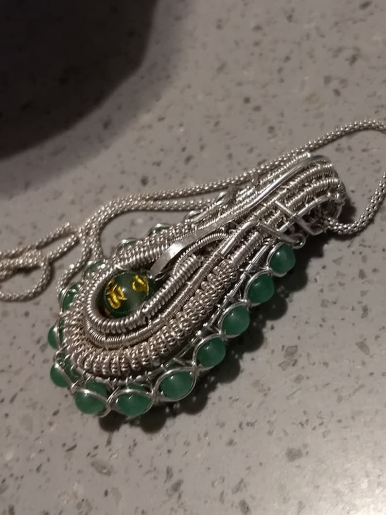 Wire Wrapped Pendant, Sterling Silver Jewelry, Handmade Heady Pendant ...